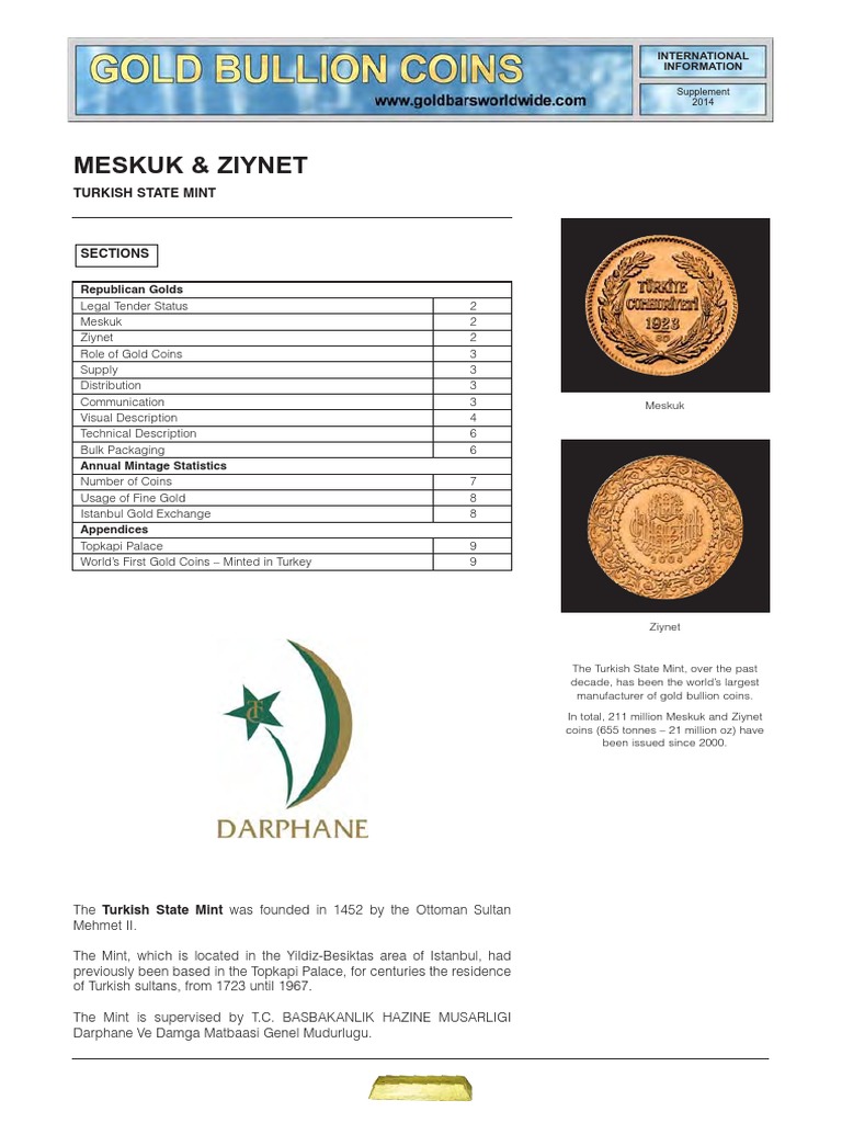 Meskuk & Ziynet: Turkish State Mint | PDF | Ounce | Coins