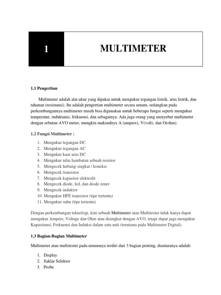 Panduan Penggunaan Multimeter | PDF