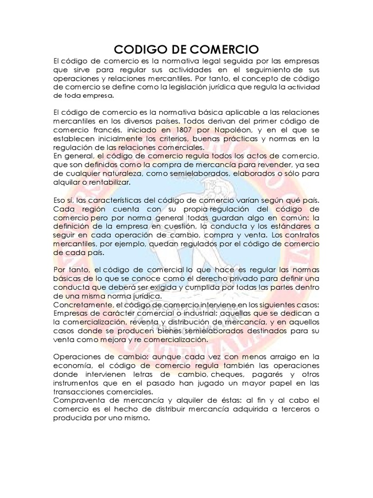 Codigo de Comercio | PDF | Comercio | Información del gobierno