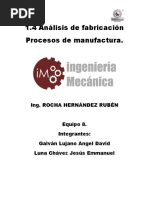 Cuadro Sinoptico Procesos de Manufactura | PDF | Revestimiento | Química