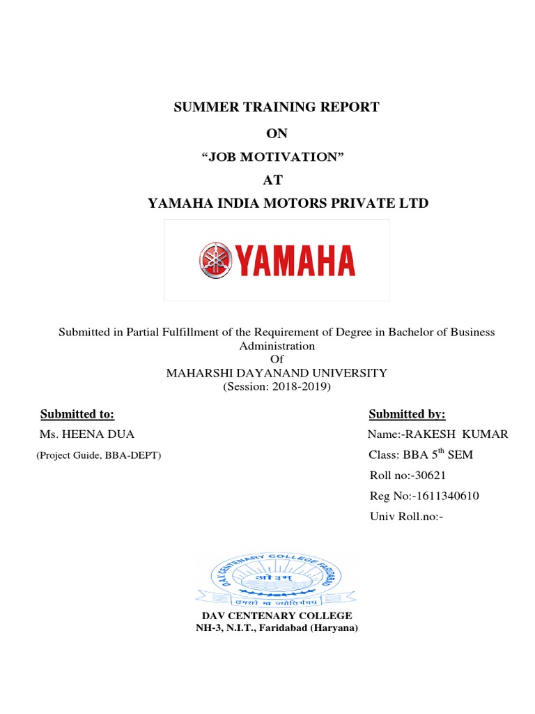 Summer Training Report | PDF | Justification | Psychology