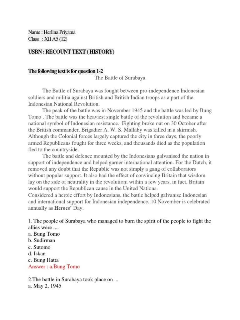 Recount Text (History) Dan Contoh Soal | PDF | Politics Of Indonesia ...