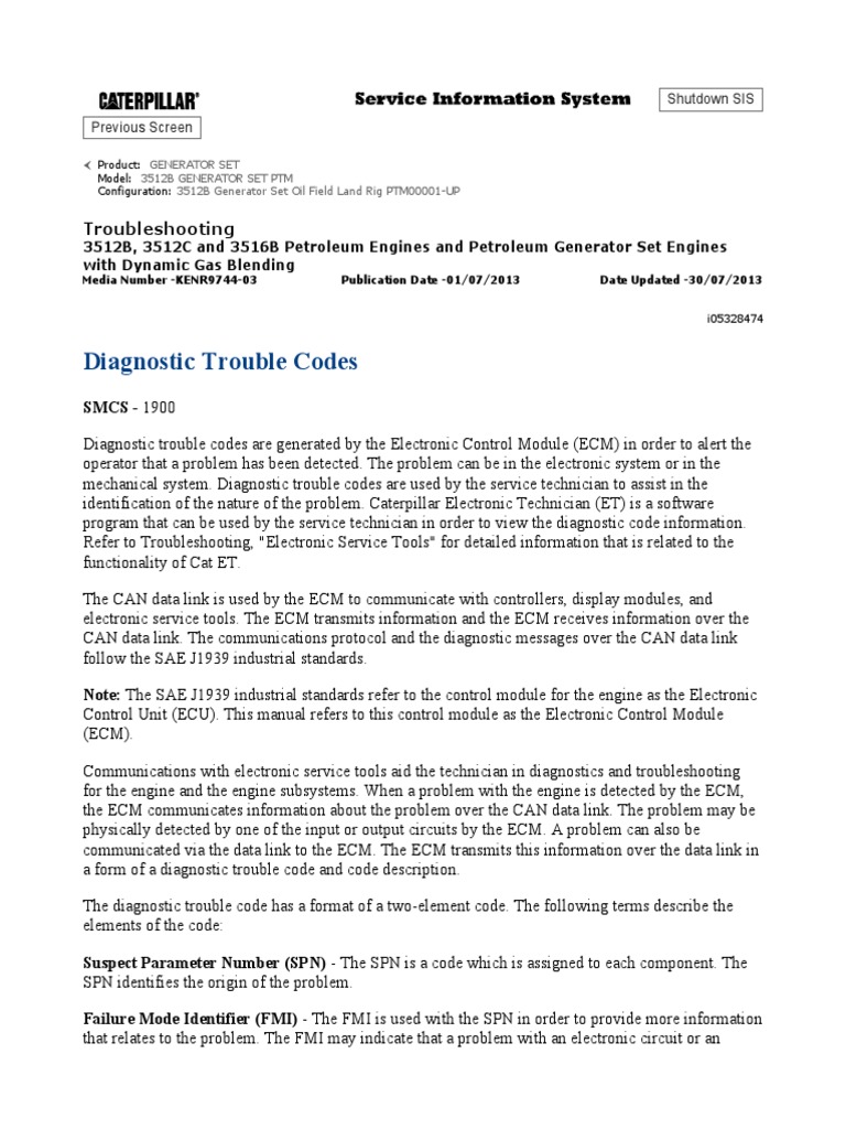 Caterpillar 3512c Fault Code | PDF | Fuel Injection | Analogue Electronics