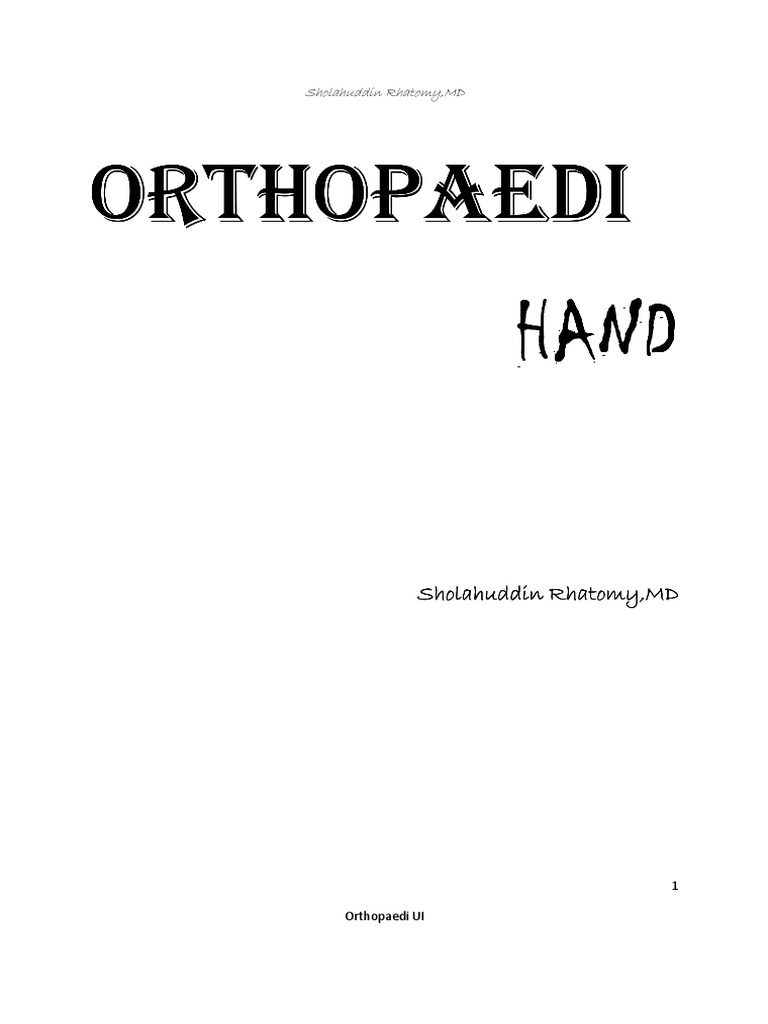 Orthopedic Hand Injury Guide | PDF | Thumb | Finger