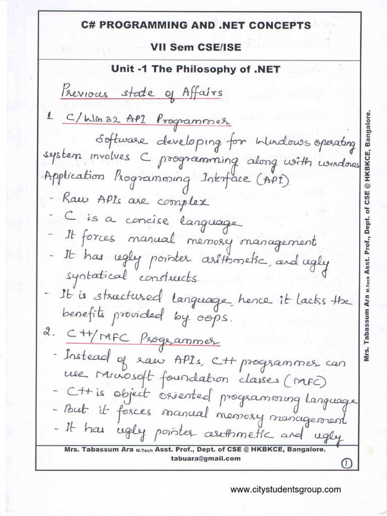 C# Notes Unit1to5 | PDF | Computer Libraries | Computing Platforms