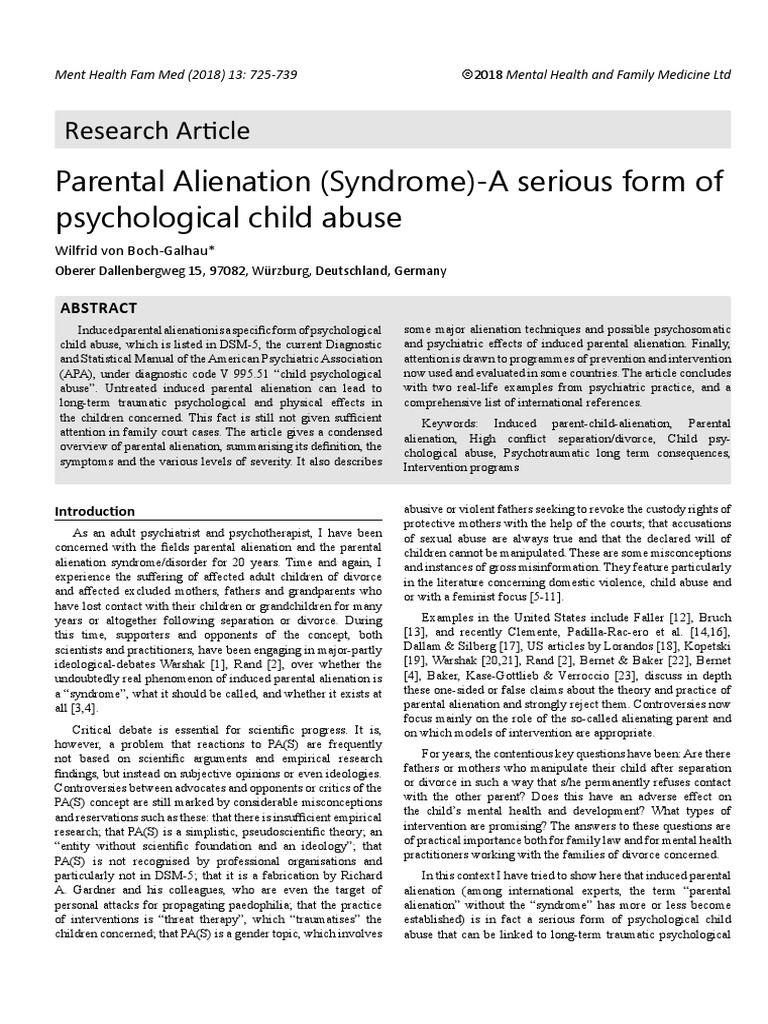 Parental Alienation: Child Abuse Analysis | PDF | Diagnostic And ...