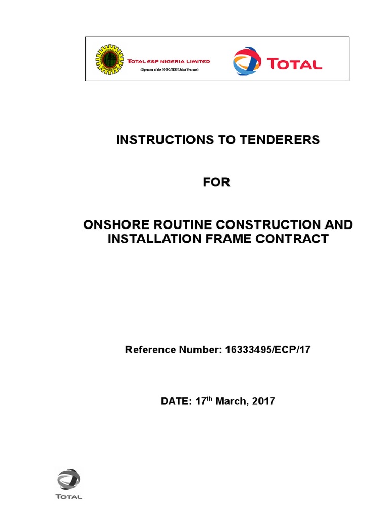 Technical Instruction To Tenderers | PDF | Addendum | Joint Venture