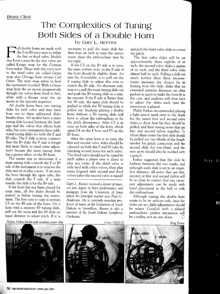 Tuning Double Horn | PDF | French Horn | Music Production