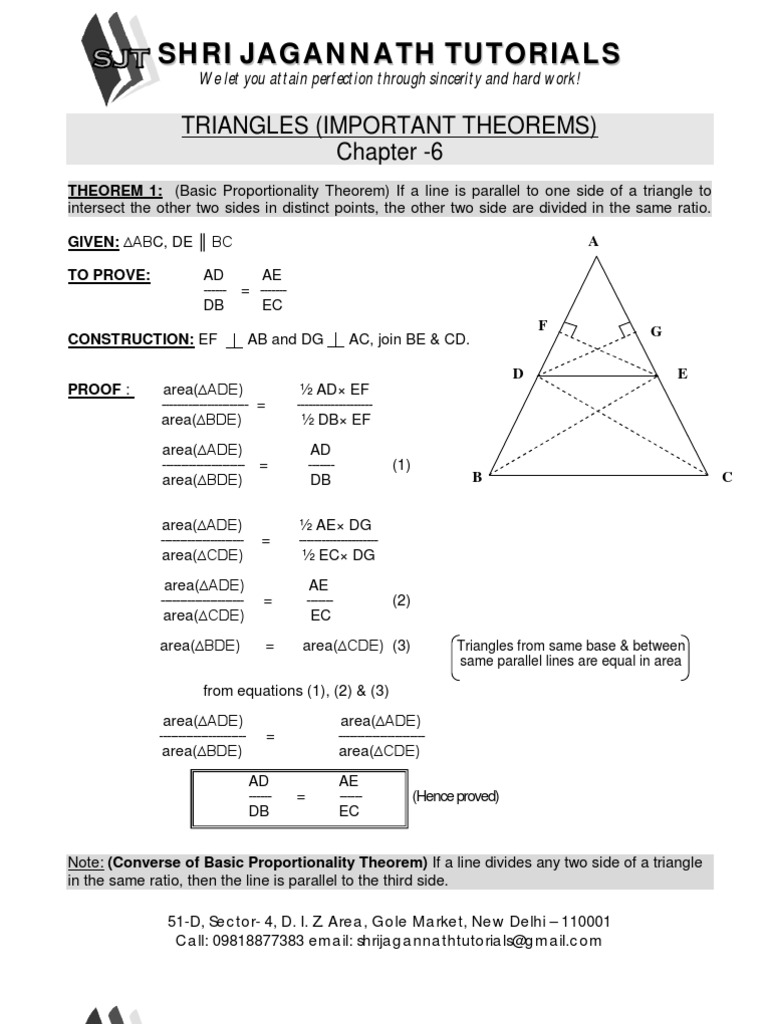 Triangles Theorems | PDF | Geometric Shapes | Euclid