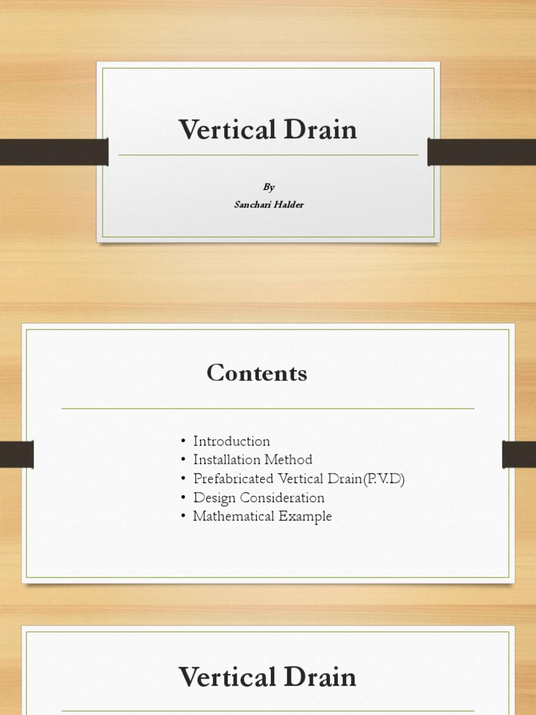 Vertical Drain: by Sanchari Halder | PDF | Drainage | Equations