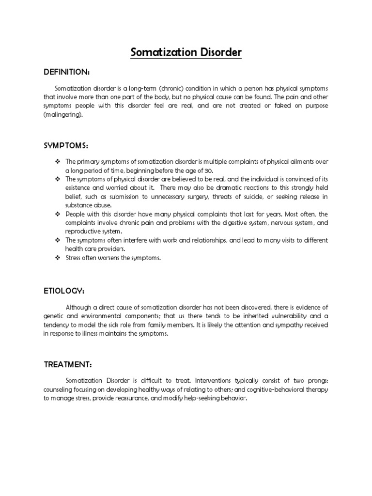 Somatization Disorder | PDF | Lifestyle