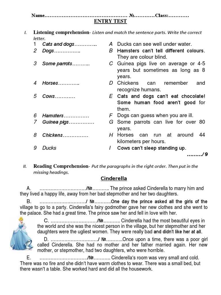 Entry Test 7th Grade | PDF