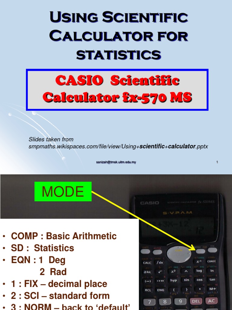 Using Casio fx-570 for Statistics | PDF | Mode (Statistics) | Calculator