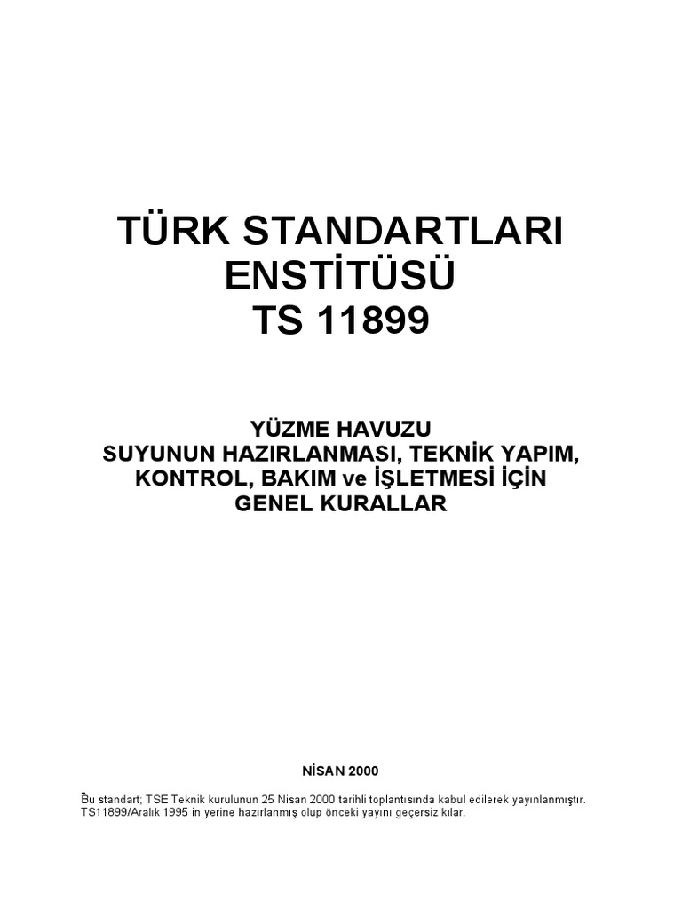 Tse 11899 Yüzme Havuzu | PDF