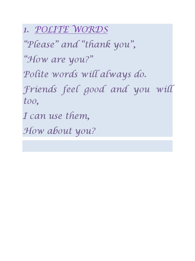 "Please" and "Thank You", "How Are You?" Polite Words Will Always Do ...