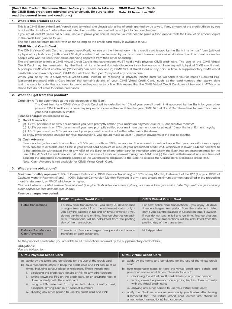 Credit Card PDS | PDF | Credit Card | Financial Transaction
