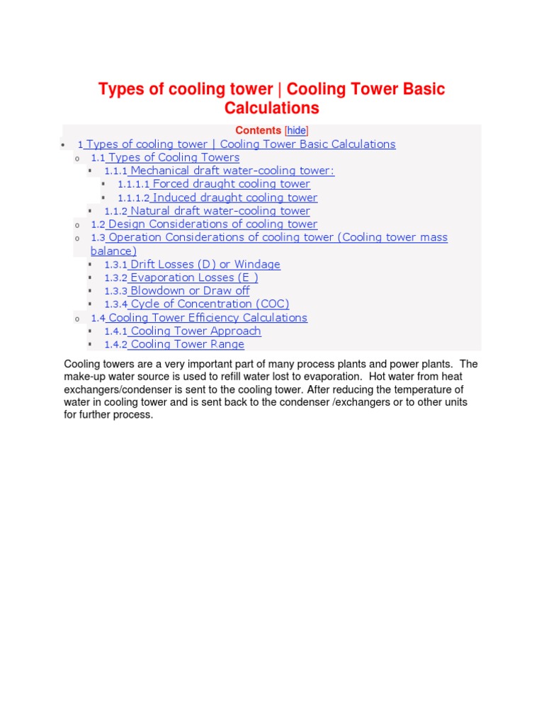 Types of Cooling Towers | PDF | Heat Transfer | Air Conditioning
