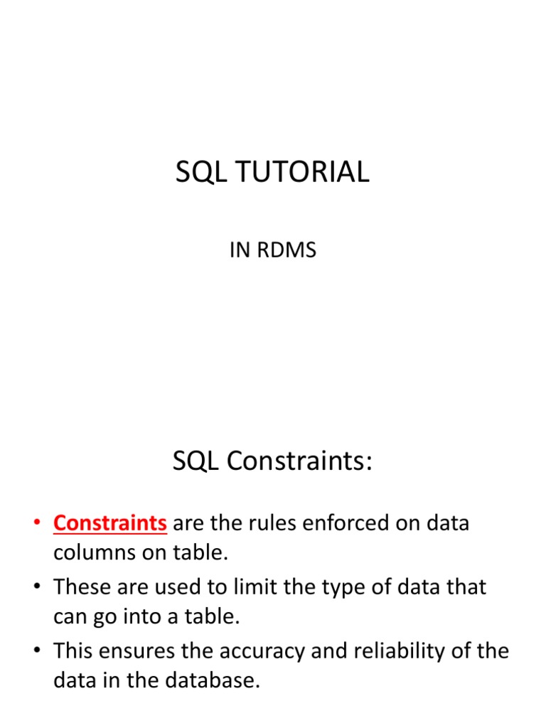 SQL Tutorial | PDF | Relational Database | Data Management