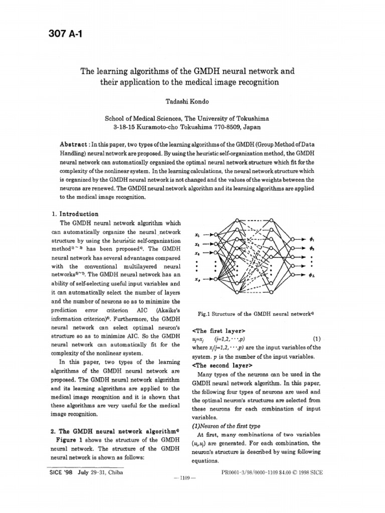 The Learning Algorithmsof The GMDH Neural Network and Their Applicationto The Medical Image ...