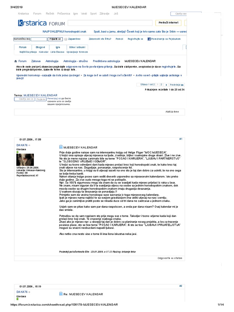 Mjesecev Kalendar | PDF
