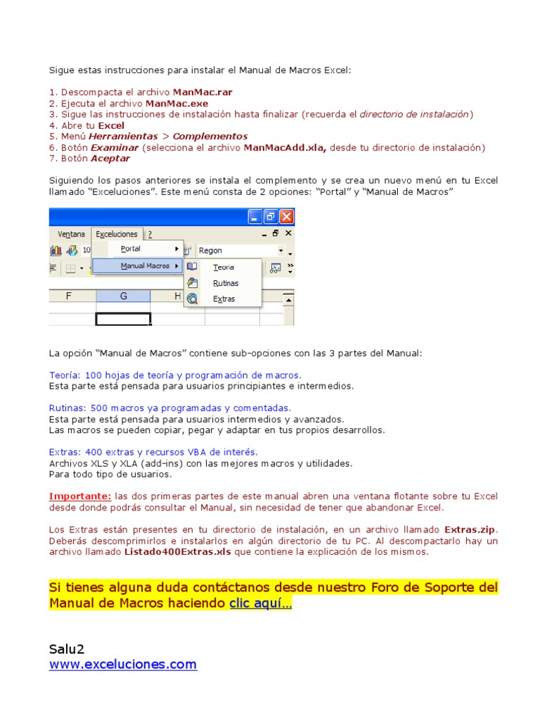 Instrucciones Manual Macros | PDF