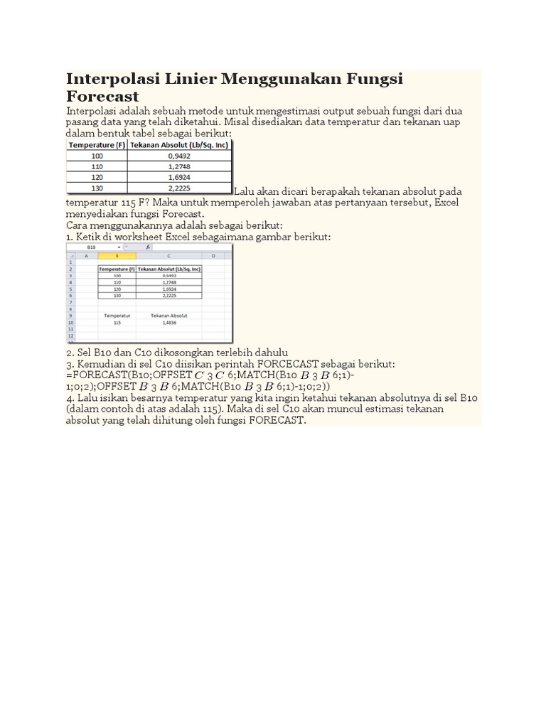 Interpolasi Linier dengan Excel Forecast | PDF