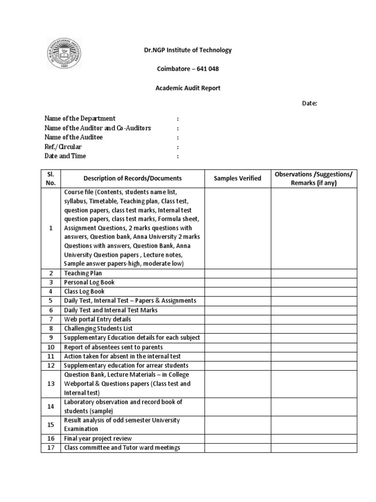 Academic Audit Report | PDF | Auditor's Report | Audit