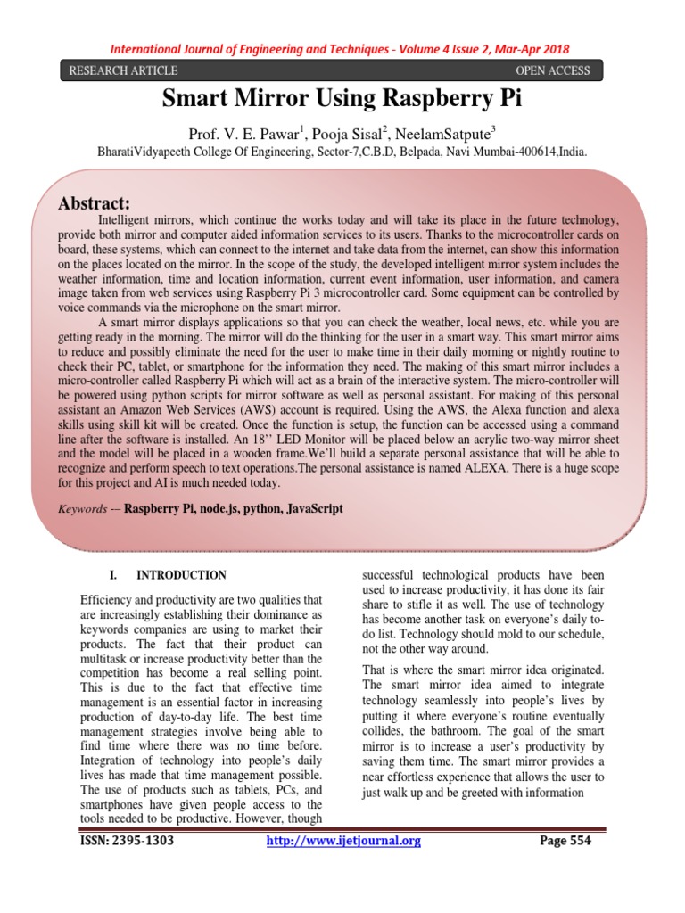 Smart Mirror Using Raspberry Pi PDF | PDF | Raspberry Pi | Computer Monitor