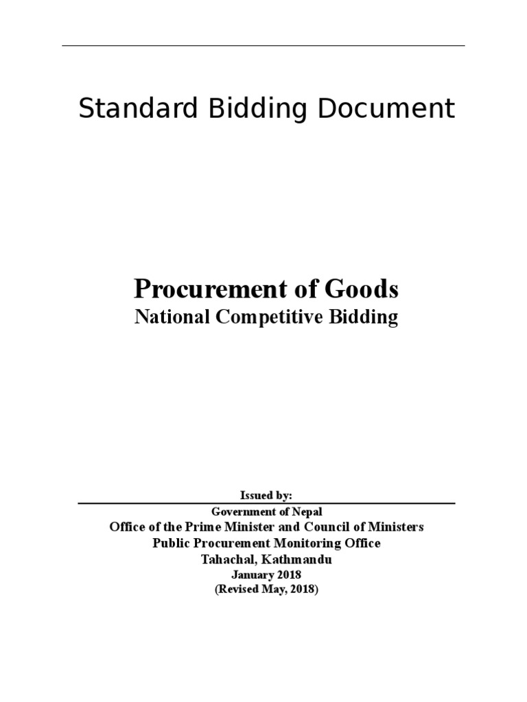 Standard Bidding Document: Procurement of Goods | PDF | Procurement ...