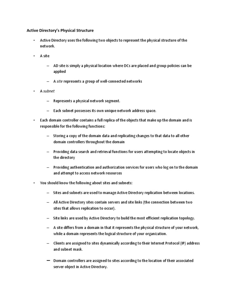 Active Directory's Physical Structure | PDF | Active Directory | Password