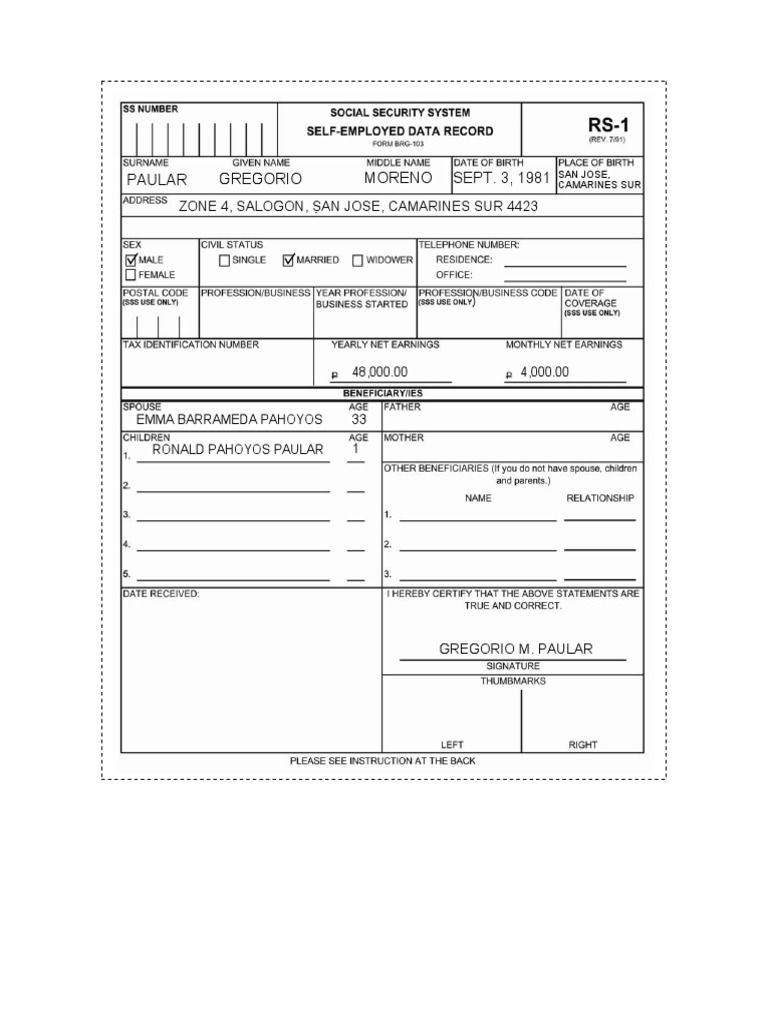 SSSForms SE Data Record | PDF