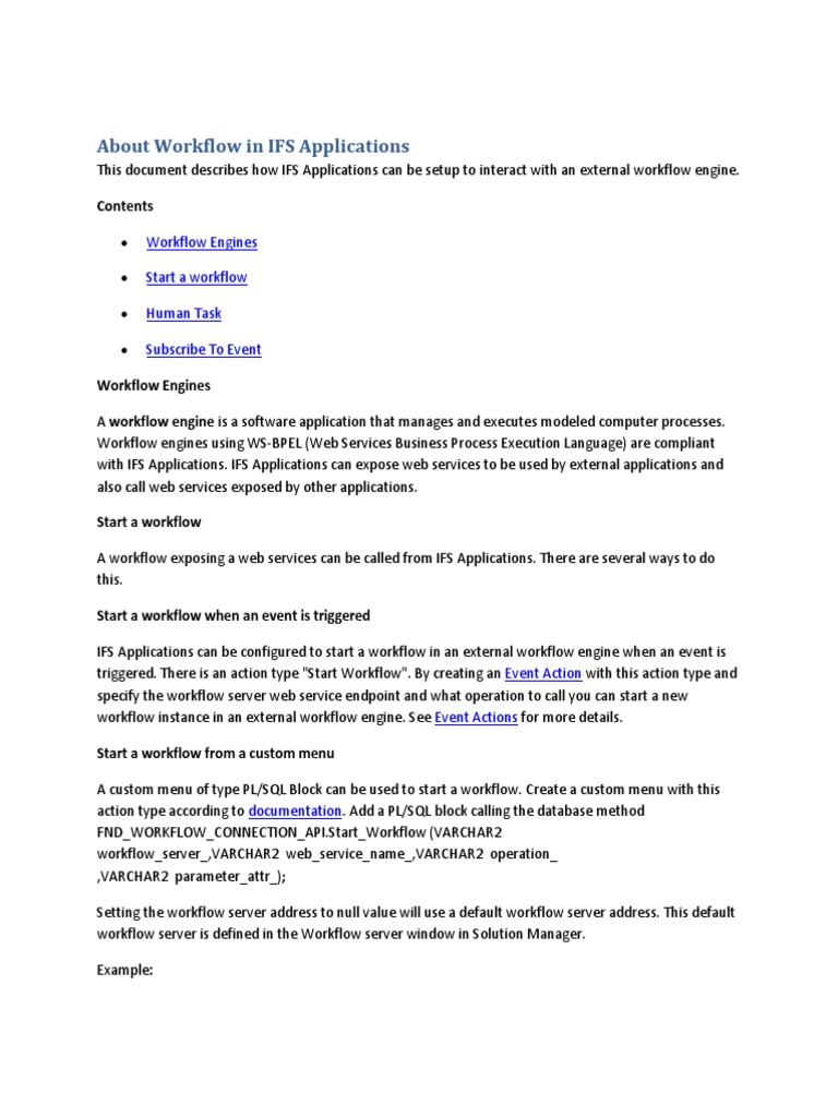 IFS Applications Workflow Integration | PDF | Application Software | Pl/Sql