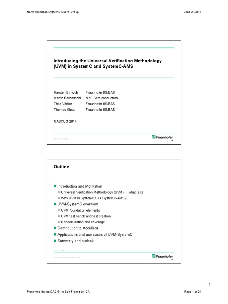 Introducing The Universal Verification Methodology (Uvm) in Systemc and Systemc-Ams | PDF ...