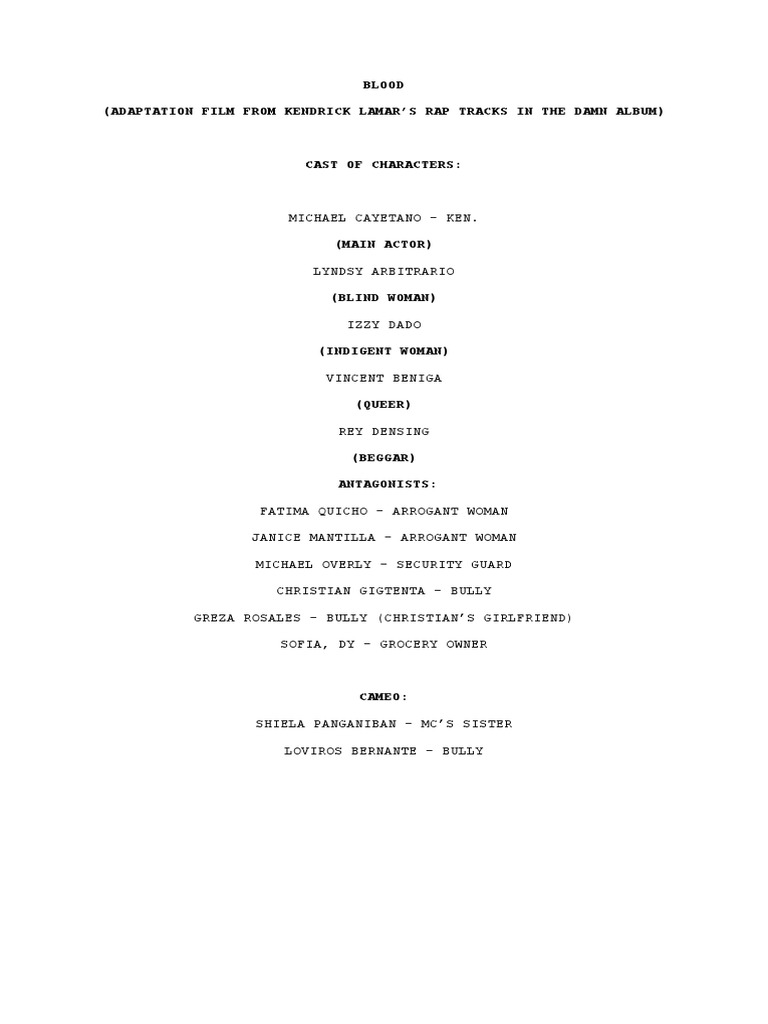 Blood Movie Script | PDF | Leisure
