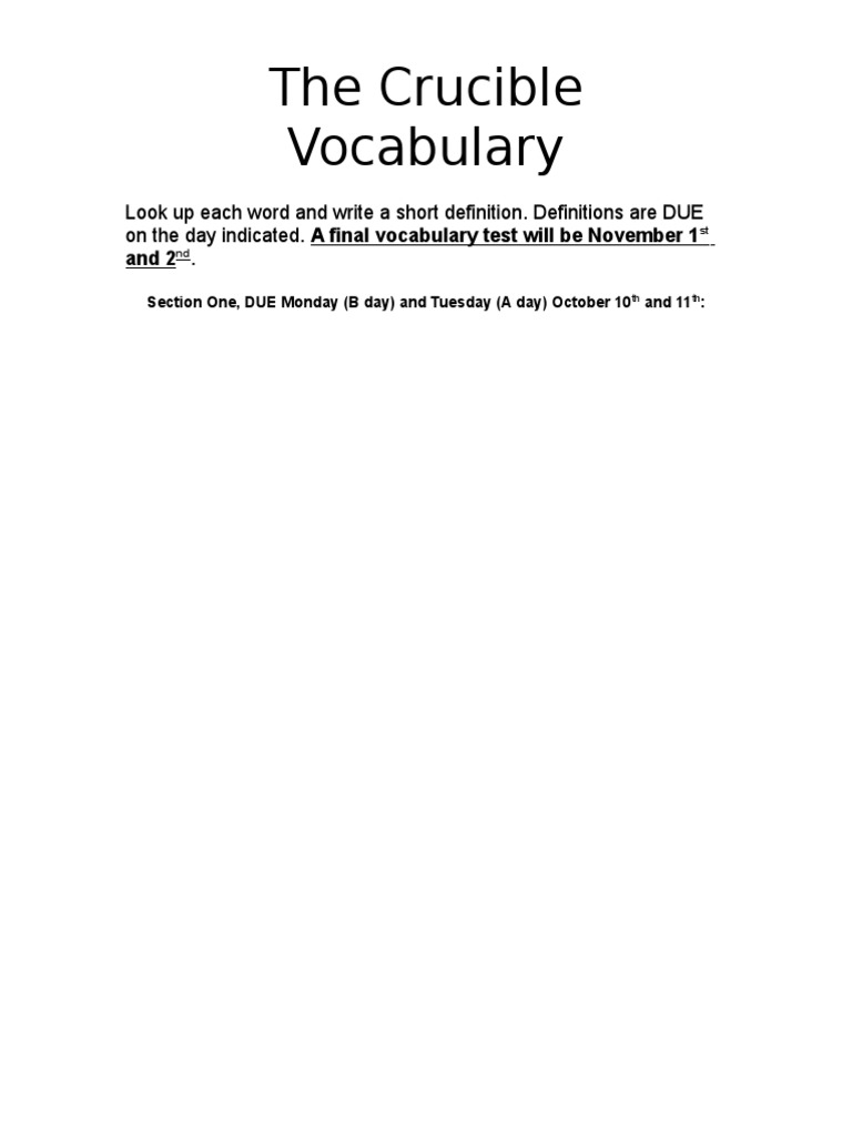 The Crucible Vocabulary | PDF