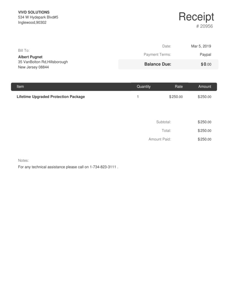 Receipt # 20956 | PDF