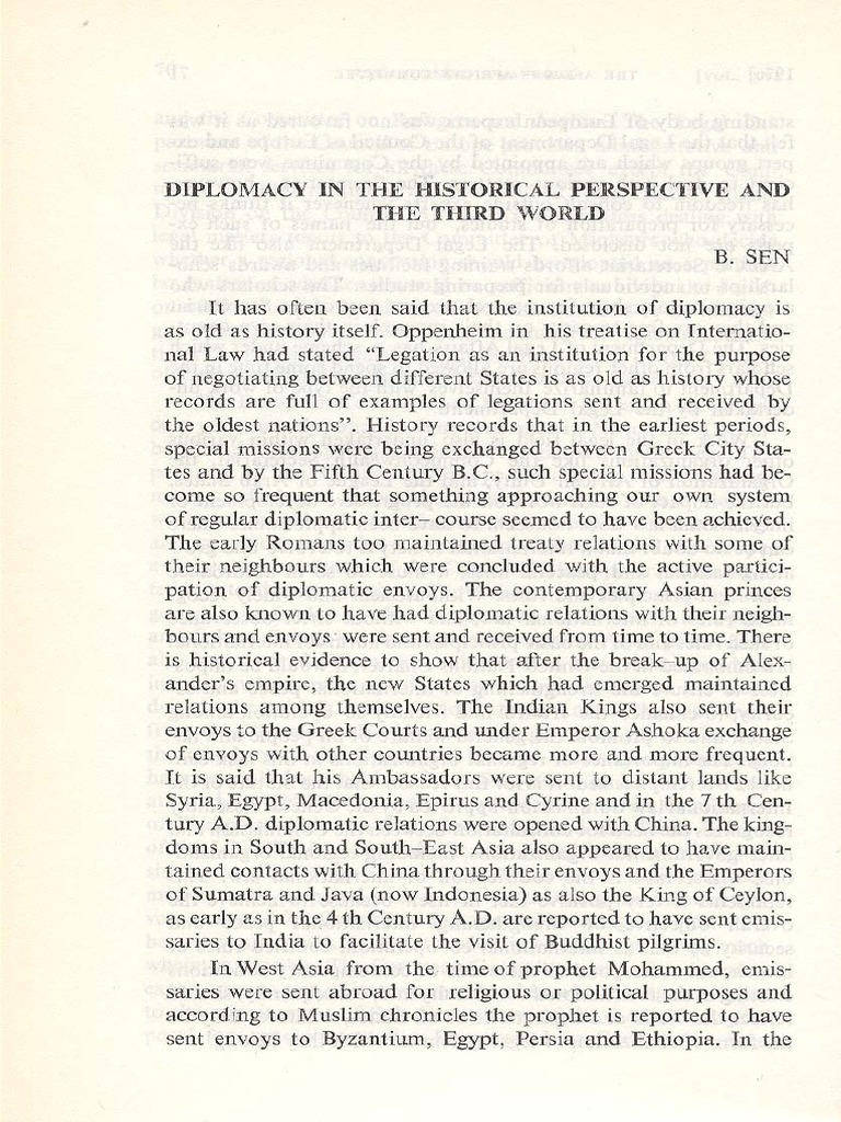 Diplomacy in The Historical Perspective and The Third World | PDF