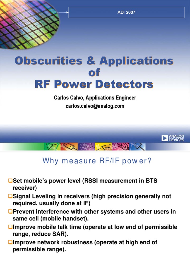 RF Power Detectors | PDF | Detector (Radio) | Amplifier