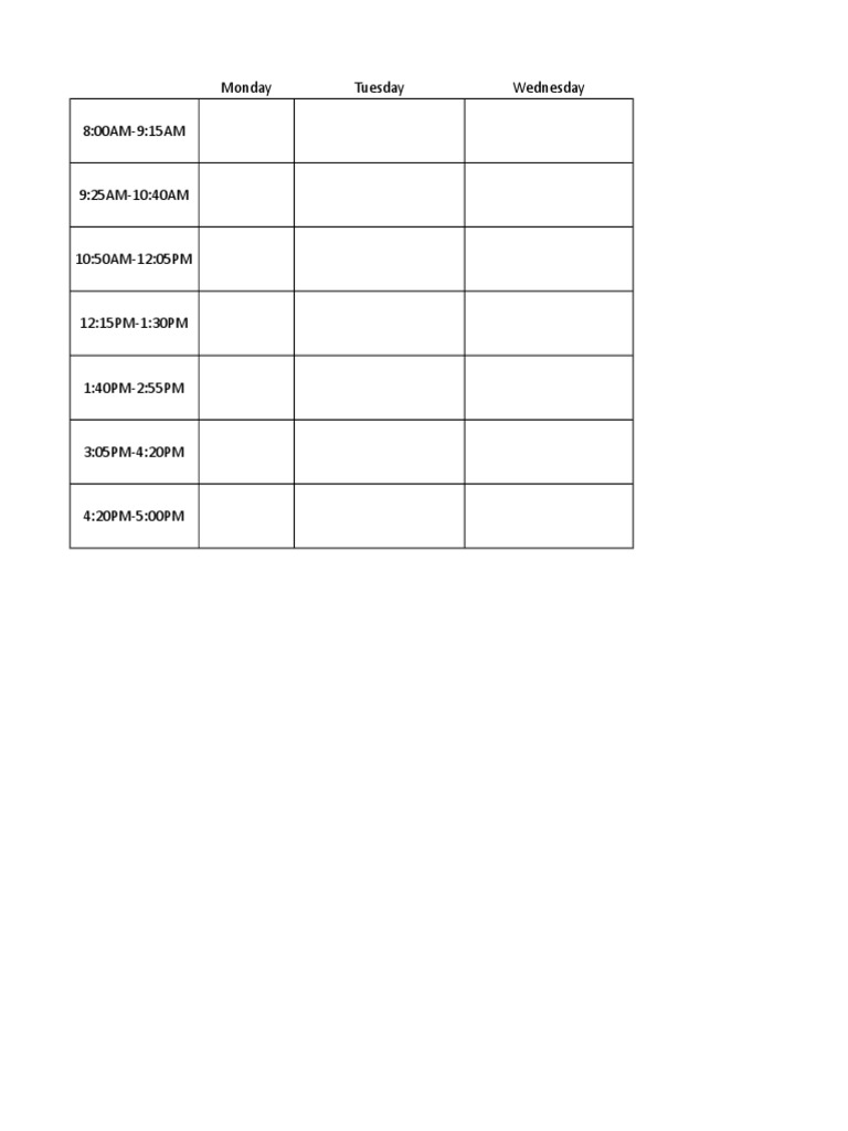 Empty Schedule | PDF