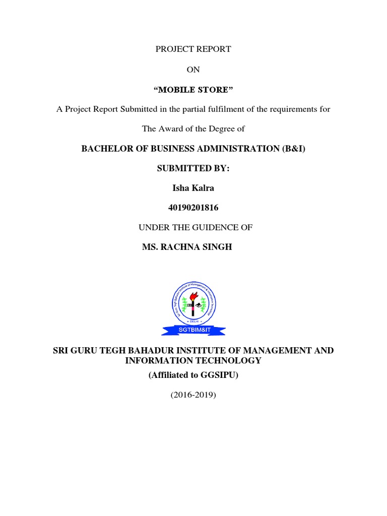 "Mobile Store": Project Report ON | PDF | Business
