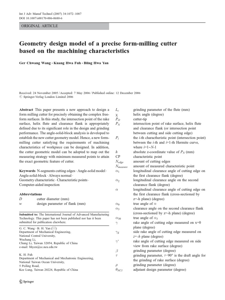Precise Form-Milling Cutter Geometry | PDF | Machining | Geometry