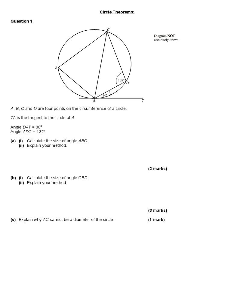 Circle Theorems | PDF | Angle | Geometric Measurement