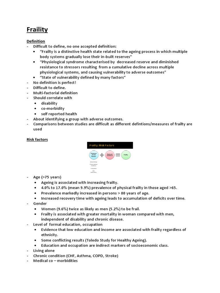 A Comprehensive Review of Frailty: Definitions, Risk Factors ...