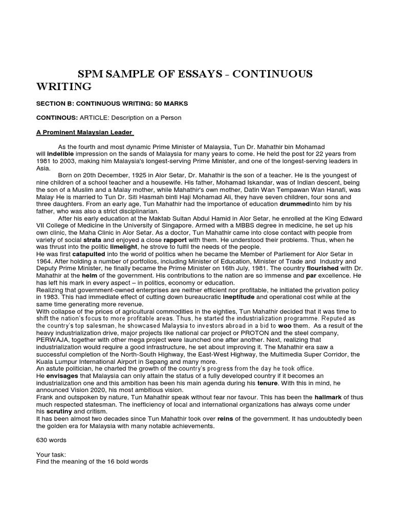 SPM Sample of Essays - Continuous Writing | PDF | Social Networking ...