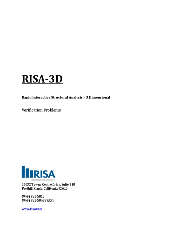 Risa-3D: Verification Problems | PDF | Bending | Thermal Expansion