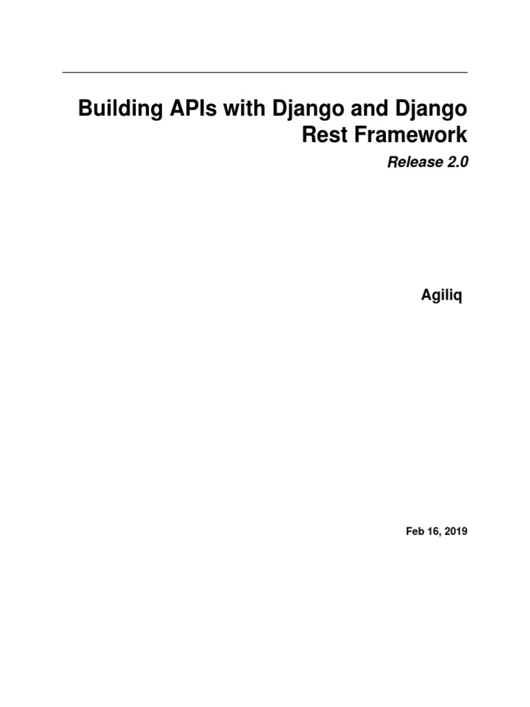 Building Apis With Django and Django Rest Framework: Release 2.0 | PDF | Application Programming ...