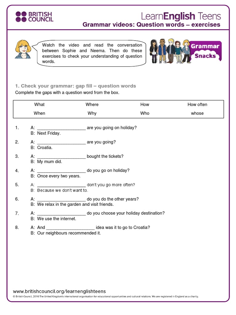 Gs Question Words - Exercises 1 | PDF | Question