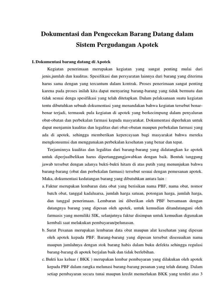 Dokumentasi Dan Pengecekan Barang Datang Dalam Sistem Pergudangan ...