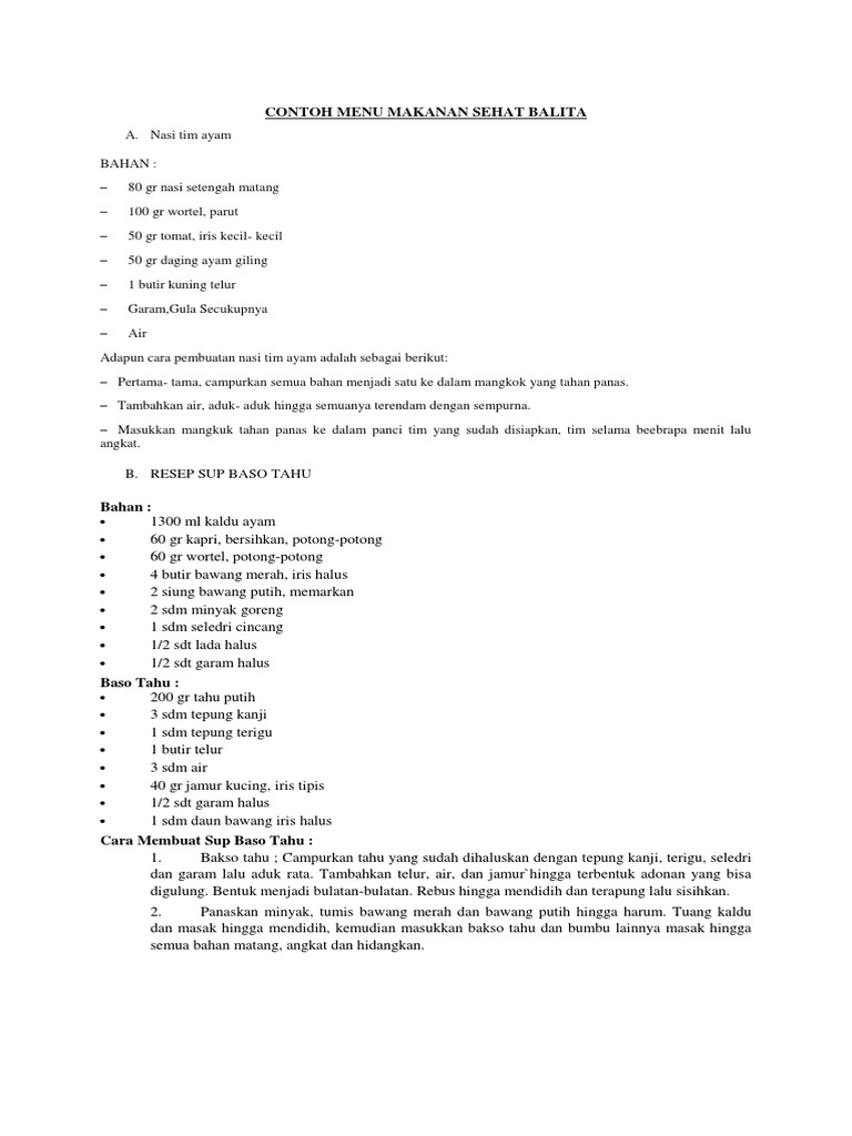 Menu PMT Posyandu | PDF | Memasak, Makanan, & Anggur