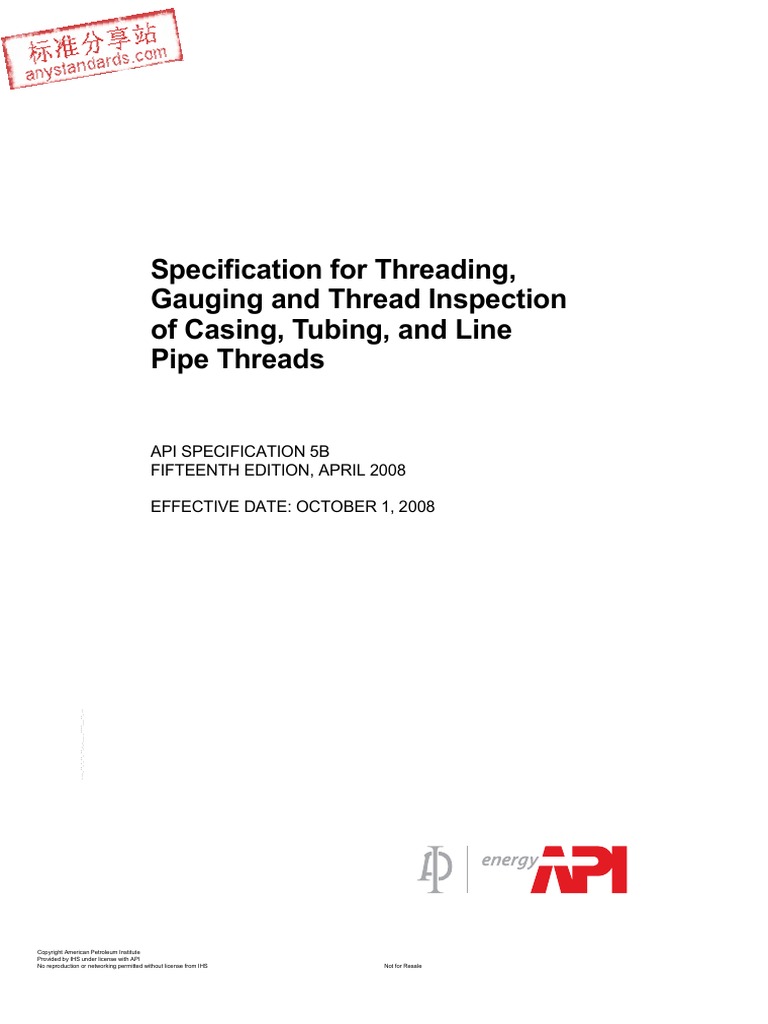 Api Spec 5B-2008 PDF | PDF